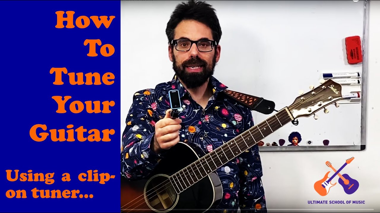 How To Tune Your Guitar Using A Clip-On Tuner - YouTube