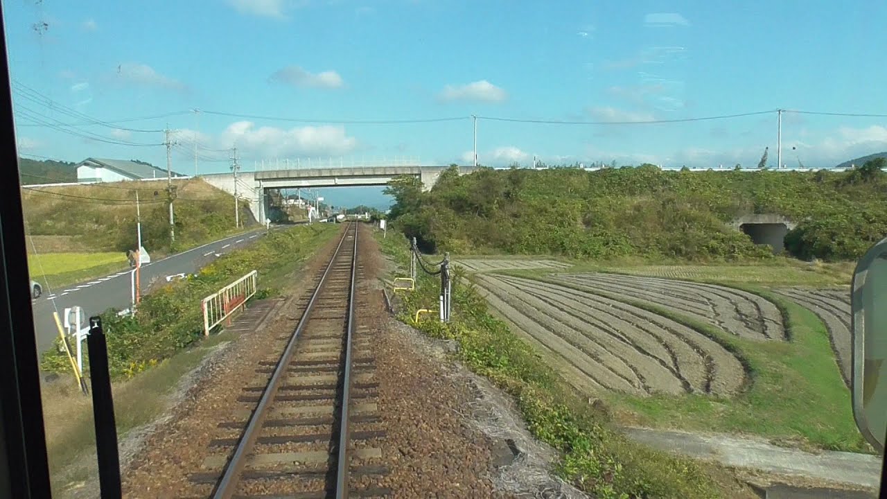 Scenery from the front window of JR Kansai Main Line diesel train（Iga ...