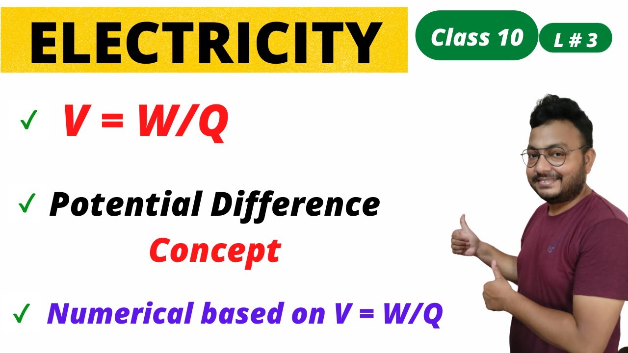 electric potential difference class 10 | v=w/q class 10 | definition of ...