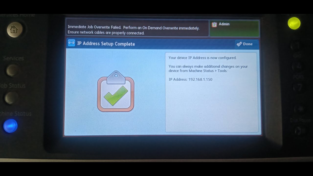 ip address configuration xerox 5855 photocopier machine - YouTube