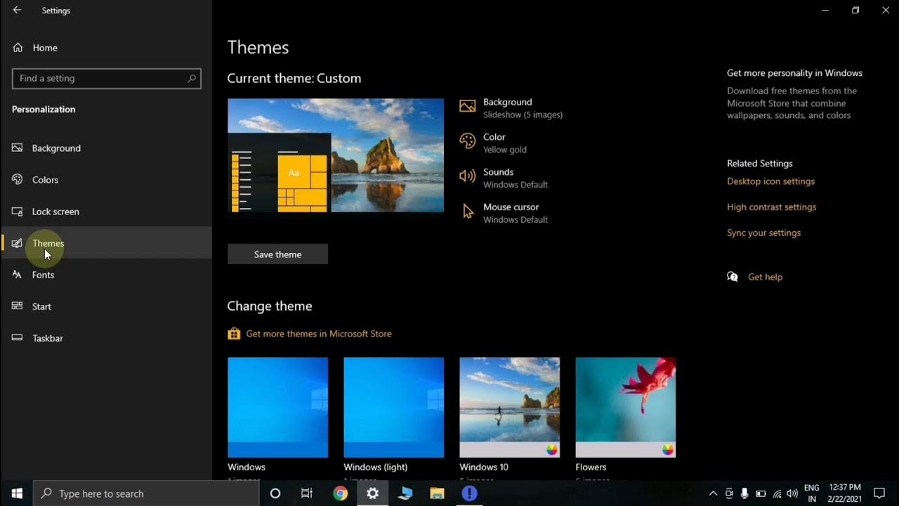 How to change Themes in windows 10 - YouTube