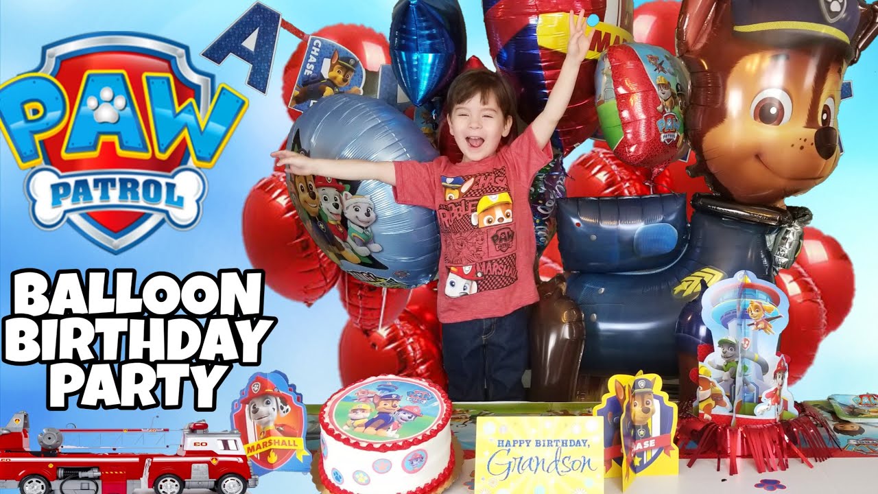 Paw Patrol Balloon Birthday Party! Marshall Ultimate Rescue Firetruck ...