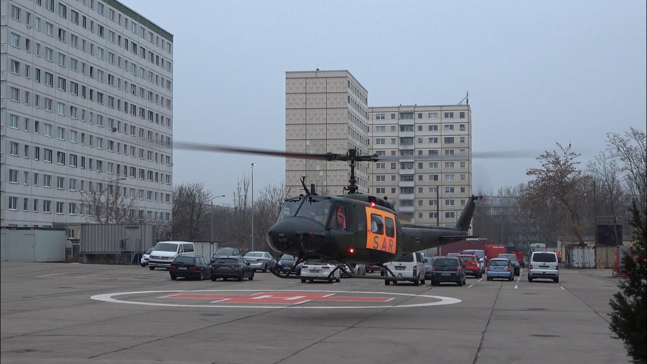 Start SAR 87 Bell UH-1D Bundeswehr Fliegerhorst Holzdorf - YouTube