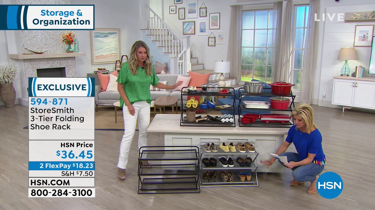 StoreSmith 3Tier Folding Shoe Rack - YouTube