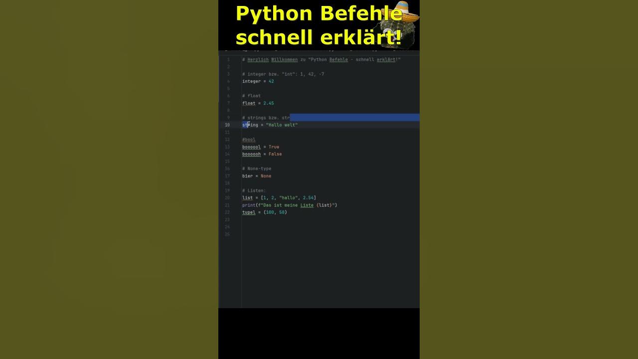 Python Befehle schnell erklärt! Welche Datentypen gibt es? - YouTube