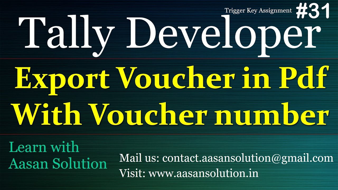 Tally Developer Video #31 : Export voucher Pdf from tally with same ...
