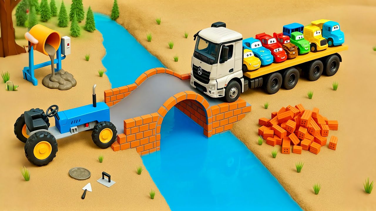 DIY Mini Bridge Construction Model Science Project | Tractor and Truck ...