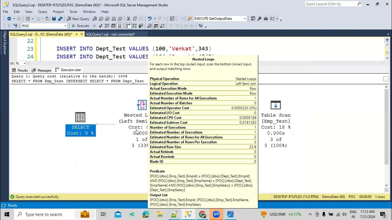 How the Execution Plan work If you use SET Operators in SQL Server Development in Telugu - YouTube