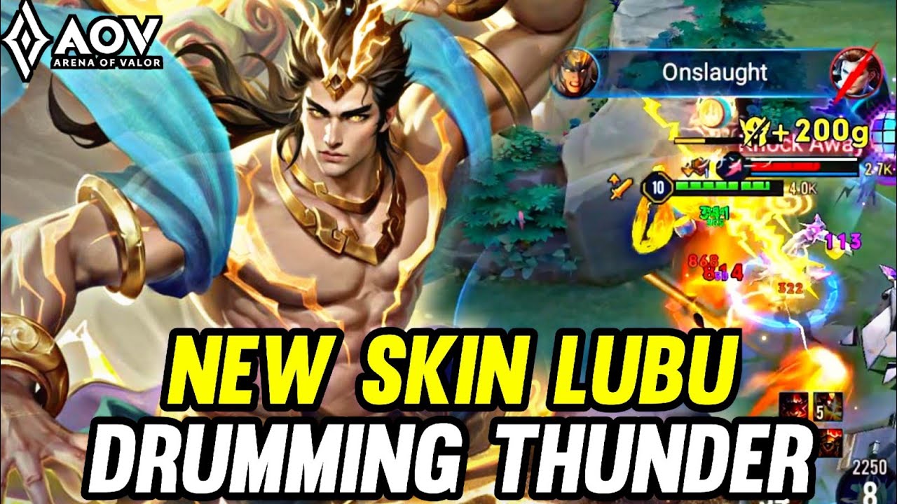 AOV : NEW SKIN LUBU DRUMMING THUNDER GAMEPLAY - ARENA OF VALOR ...