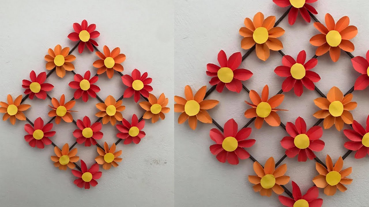 How To Make Paper Flower - Paper Flower Wall Hanging - Easy Wall ...