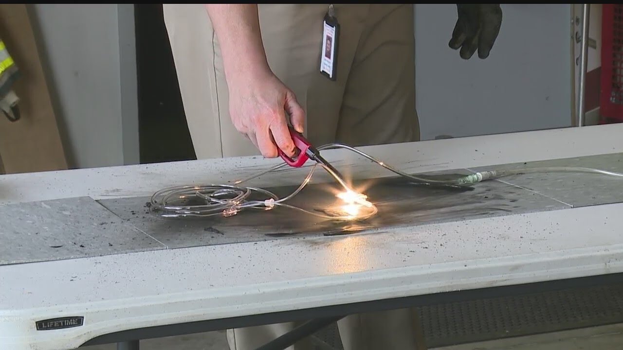 Device stops oxygen flow should tubing catch fire - YouTube