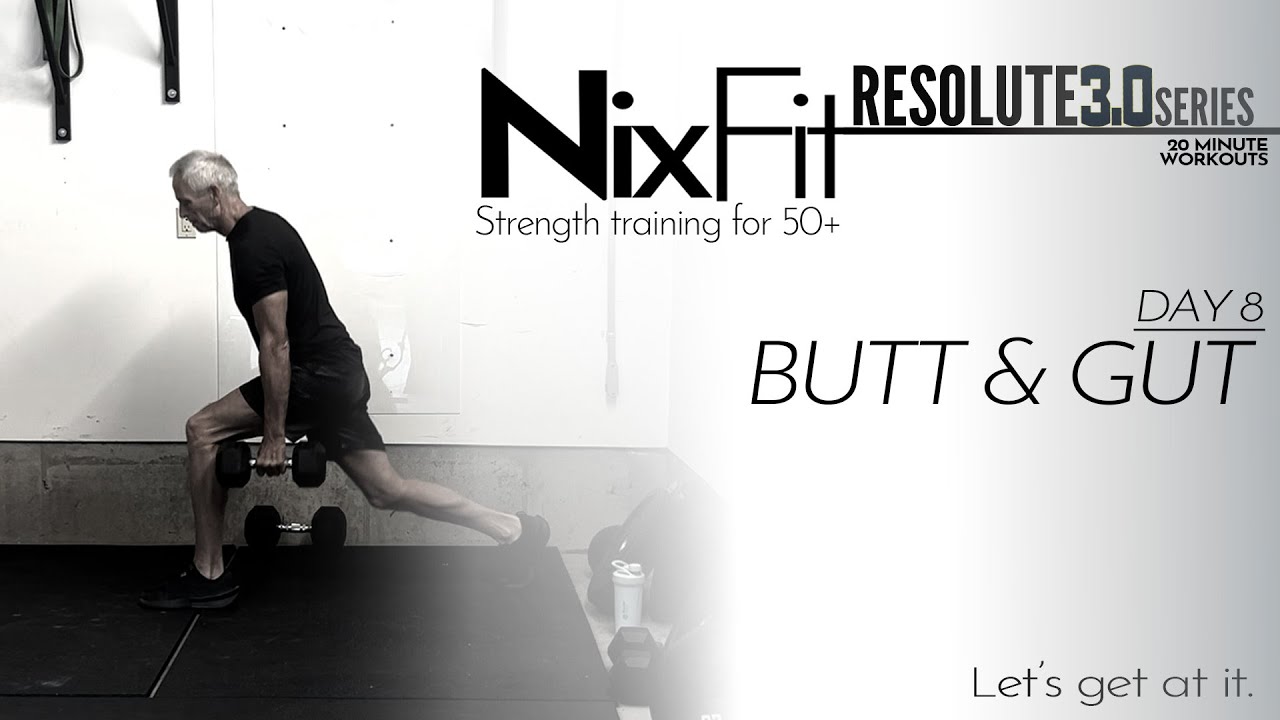 women men 50 plus 20 min Butt & Gut Abs & Glute at home dumbbell ...