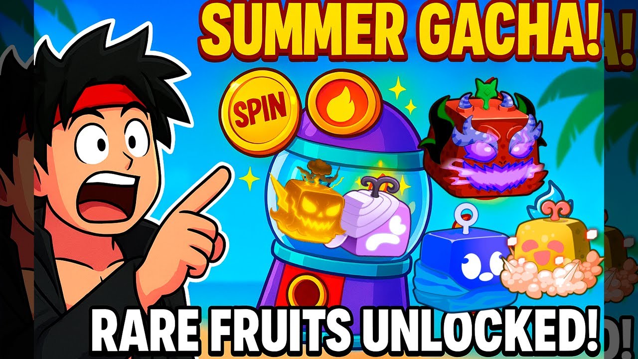 "NEW SUMMER GACHA in Blox Fruits! How to Get RARE Fruits with Skins ...