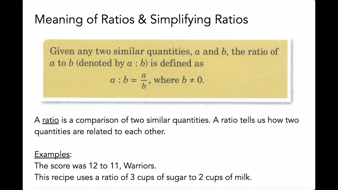 Meaning of Ratios & Simplifying Ratios - YouTube