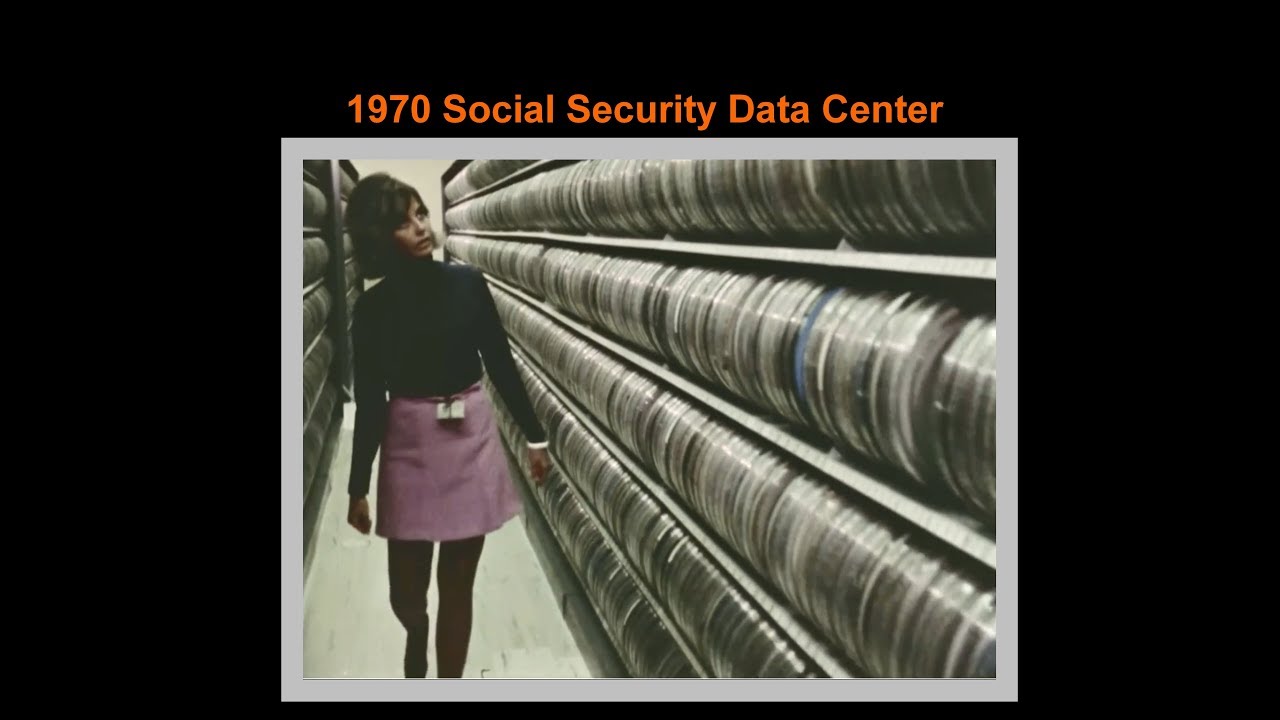 Computer Data Center Social Security Office, IBM System/360 Mainframe ...