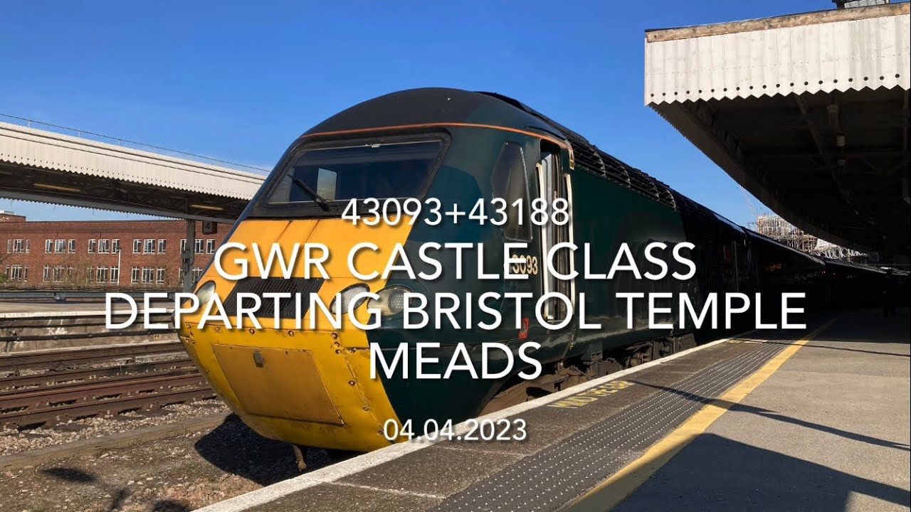 GWR Castle Class (43093+43188) departing Bristol Temple Meads (04.04. ...