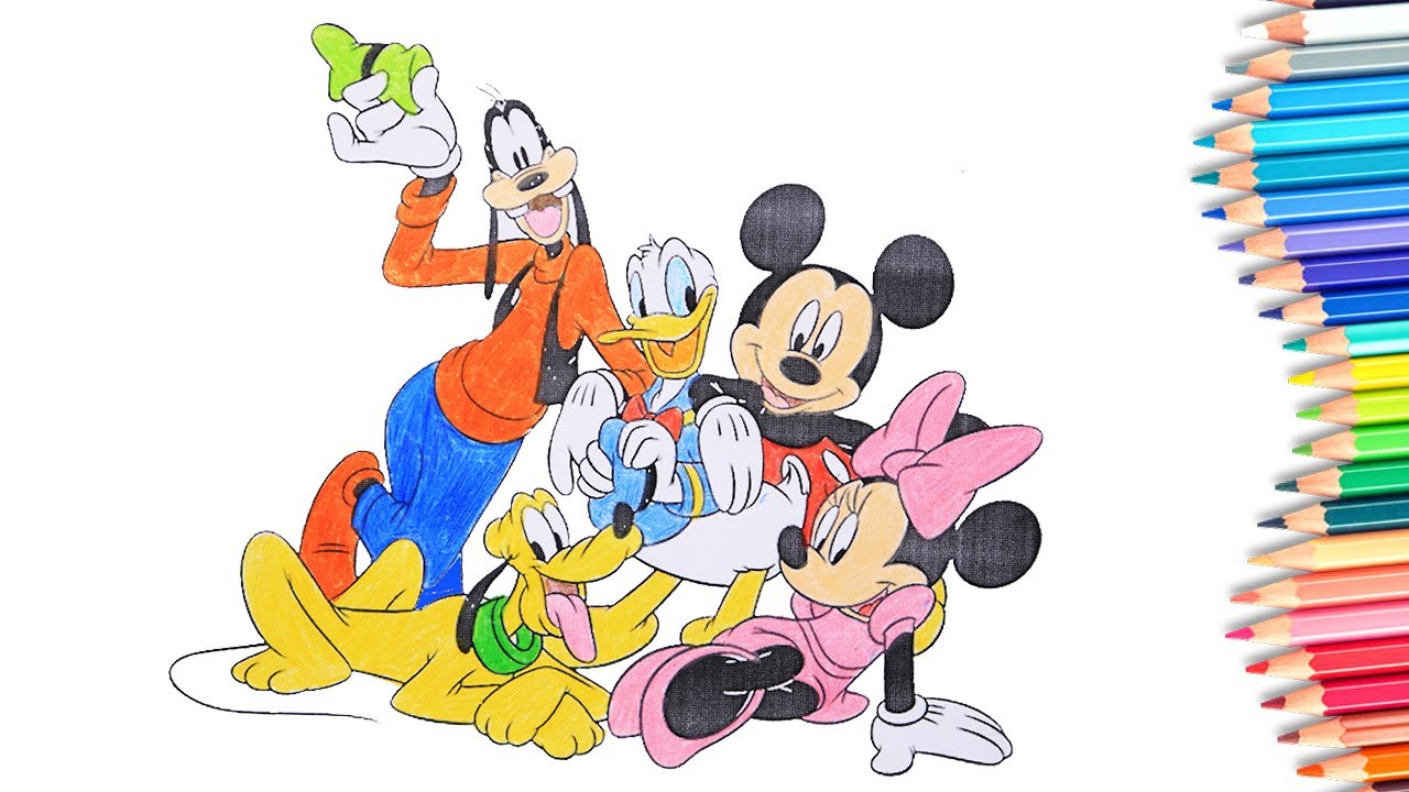 Mickey Mouse characters colouring | Mickey Mouse drawing | colouring ...