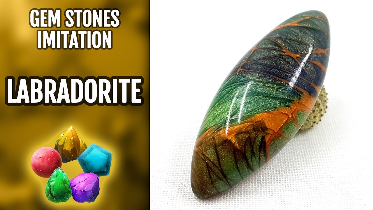 DIY Polymer Clay Realistic Labradorite Gemstone. Gemstone imitation ...