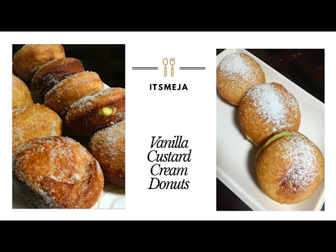 Delicious and Easy Vanilla Custard Cream Donuts - YouTube