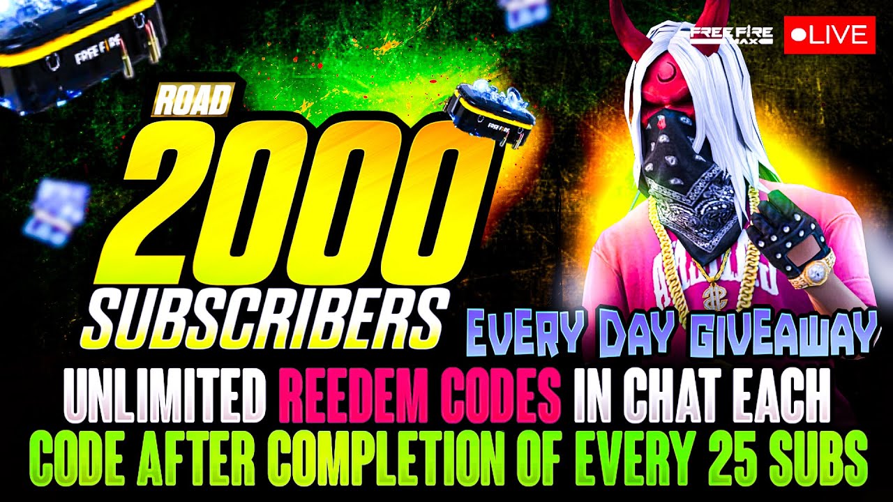 FREE FIRE GIVEAWAY IN LIVE CHAT || FREE FIRE LIVE STREAM TELUGU🎯ROAD TO ...