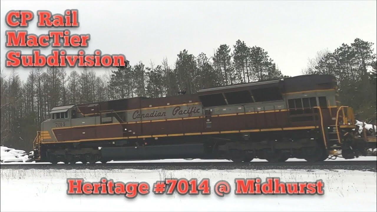 CP Rail MacTier Subdivision @ Midhurst 8075 N with 8789 and trailing is heritage 7014 Feb. 7 ...