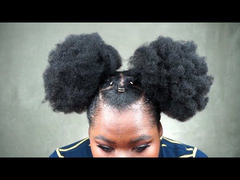 Double Afro Puffs with a Twist ft Creme Of Nature | Bubs Bee - YouTube