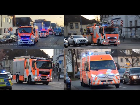 Löschzug 2 mit Doppel-RTW + DLK/GTLF Wache 1 + FF Osternburg HLF/GW ...