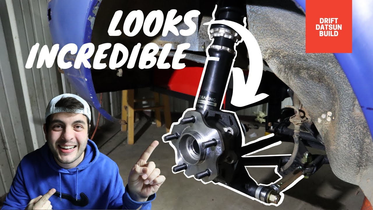 370z HUBS on a 47 year old ABANDONED Datsun! DRIFT CAR SUSPENSION & 5 ...