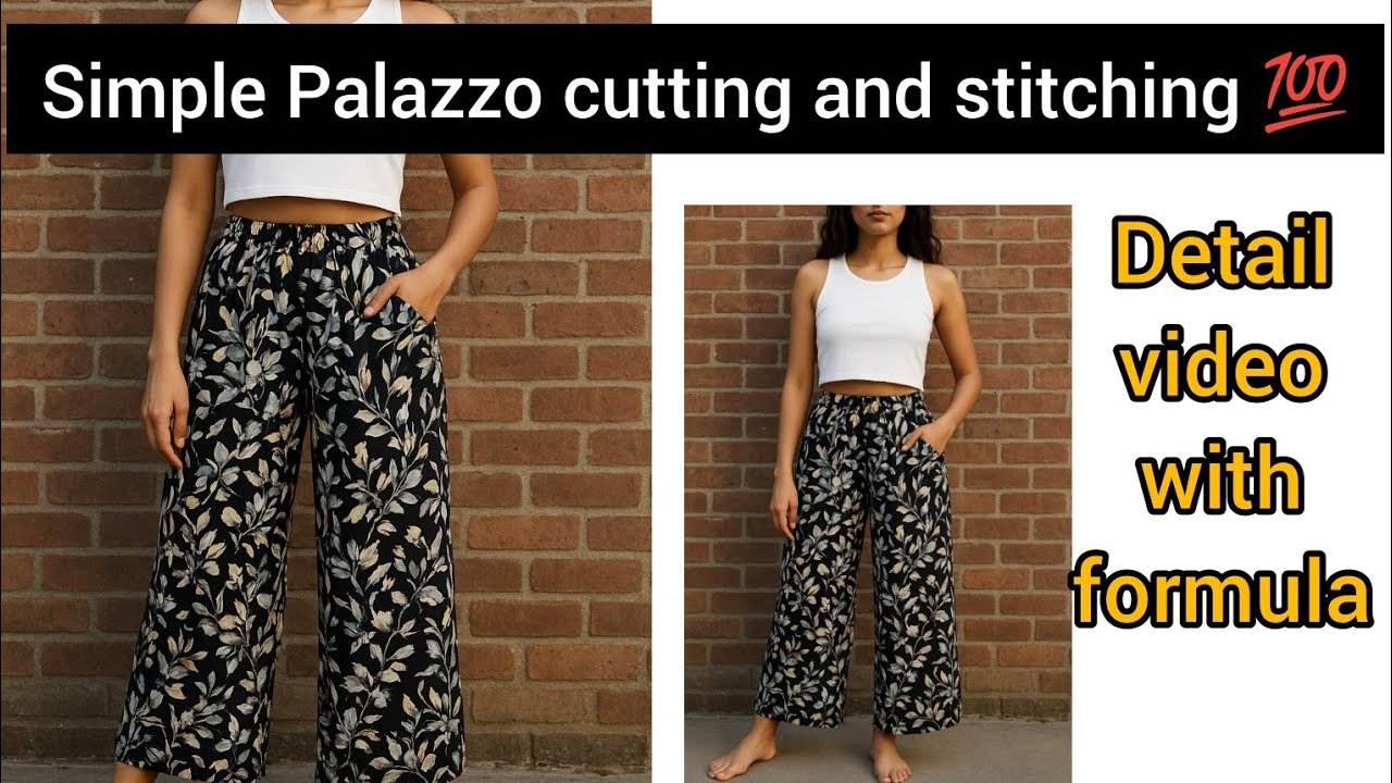 Palazzo Cutting and Stitching | Easy Method for Beginners | Rajarani ...