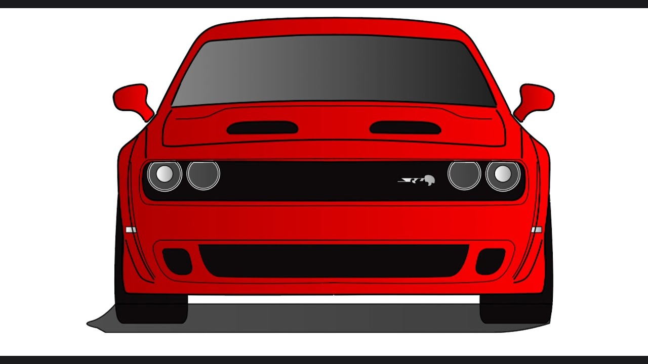 How to draw a DODGE CHALLENGER HELLCAT/ drawing dodge challenger step ...