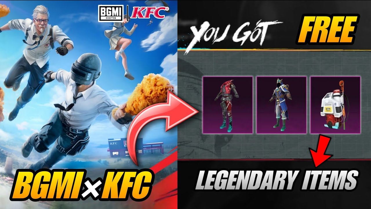 🔴Bgmi KFC Collab Is Here | Free Legendary Outfits, Free Bagpack Skin In ...