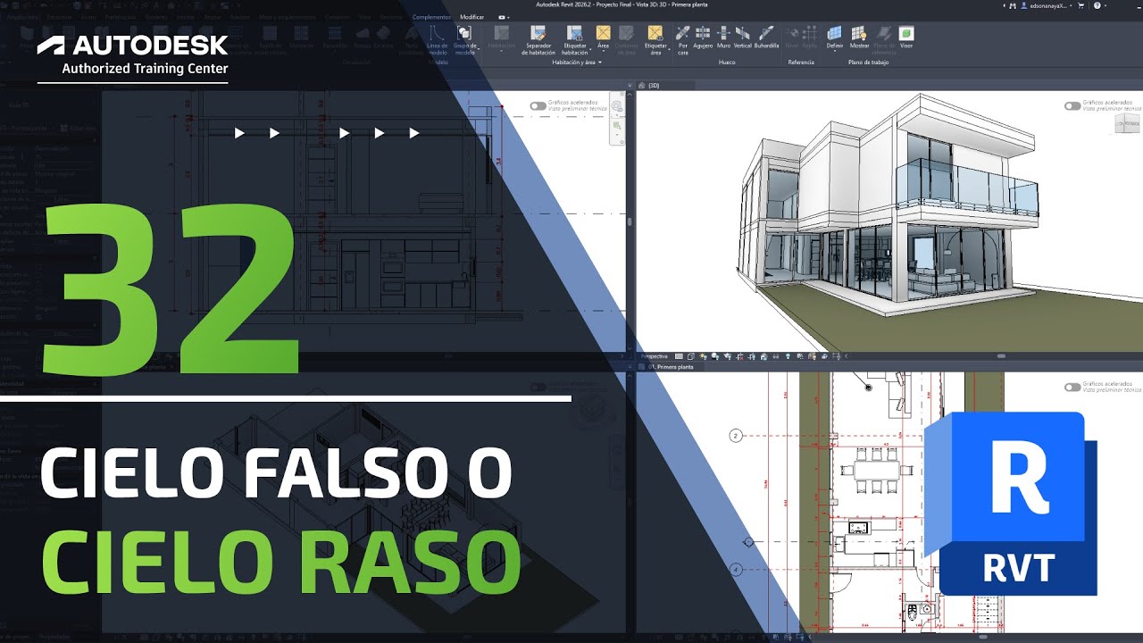 Crear techos o cielos falsos Revit 2026 - Clase 32 - Curso básico de ...