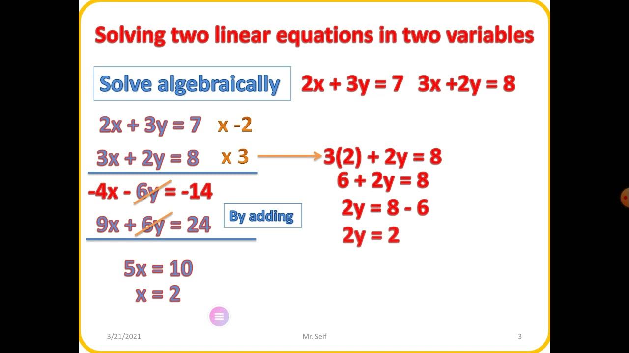 solving 1st degree equation in two variables - YouTube