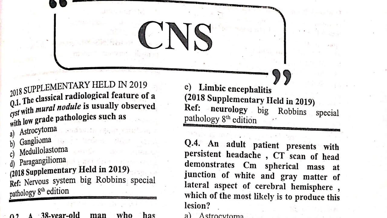 CNS PATHOLOGY MCQS. past paper #uhs #nums. - YouTube