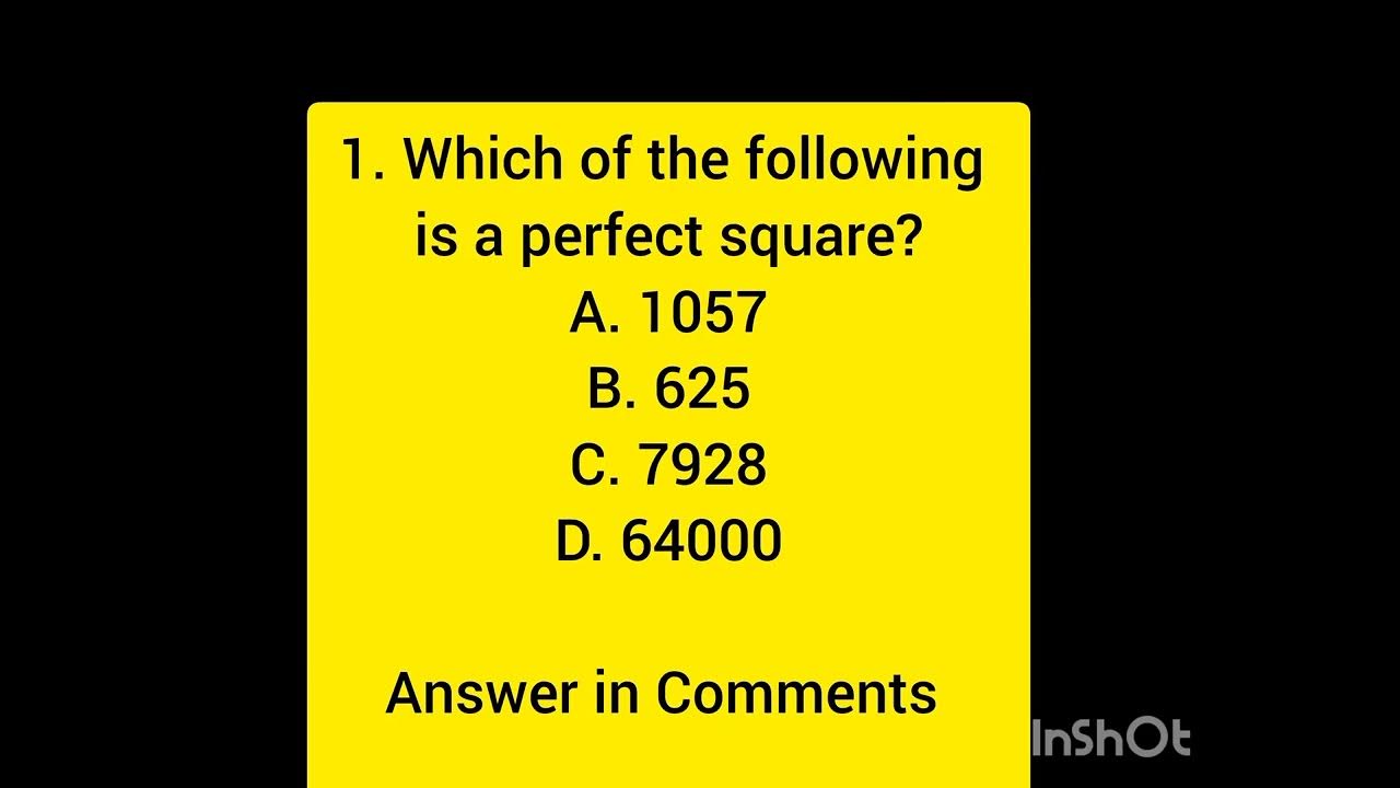 perfect squares | what is perfect square | perfect square mcqs ...