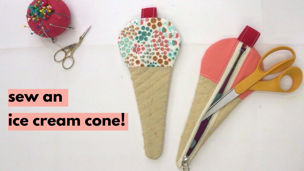 How to sew an ice cream-shaped zipper pouch! Sew cute!! - YouTube