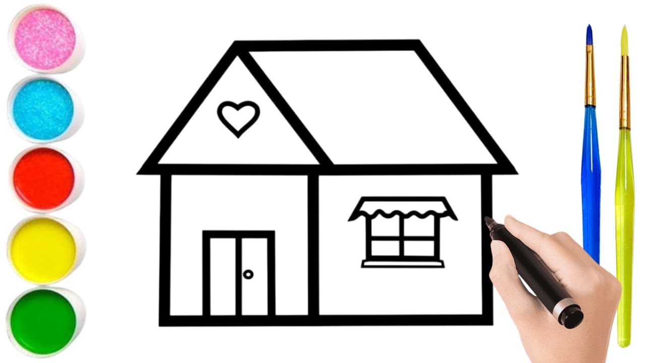 How to Draw a Colorful House for Kids, Drawing for Kids, Drawing ...