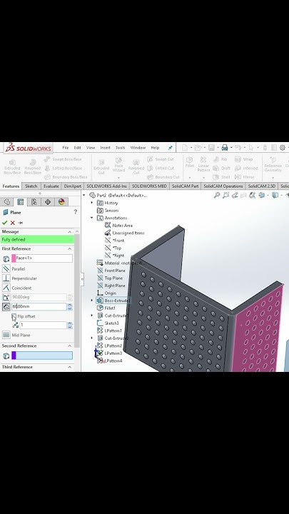 Solidworks Linear Pattern Basic Tutorials#cncmachining#cnc - YouTube