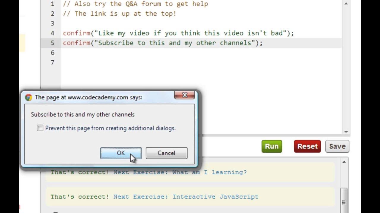 Codecademy: JavaScript Lessons- 2- Getting Started With Programming - YouTube