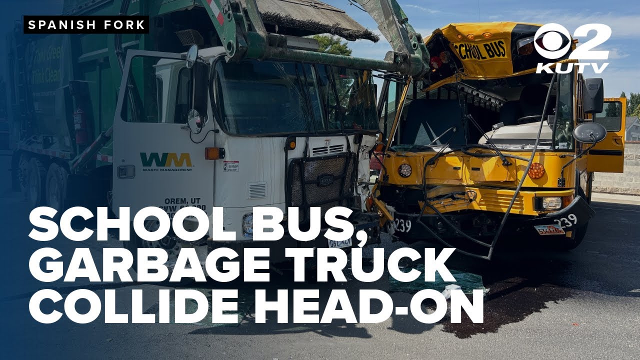 Students injured in head-on collision between school bus, garbage truck ...