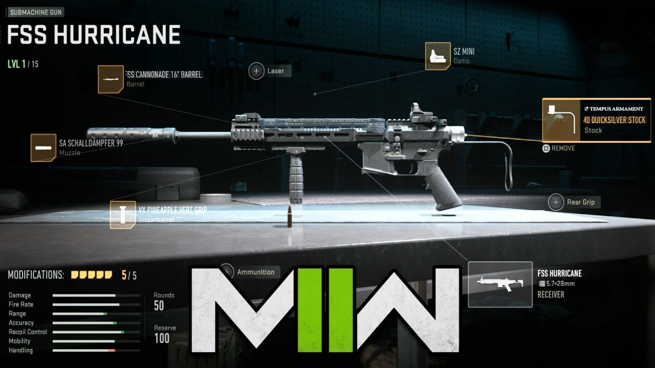 All Attachments available for the "FSS Hurricane" in Modern Warfare II ...
