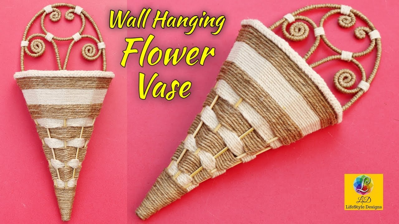 Easy Room Decor Jute Wall Hanging Flower Vase | Craft Making Using Jute ...