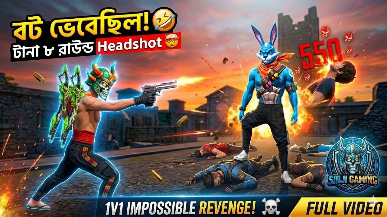 1v1 Impossible Comeback! 🔥 M1887 & Desert Eagle Only One-Tap | Sirji ...