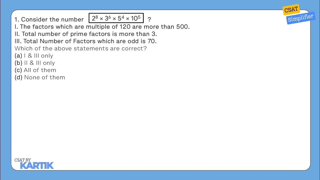 Prime factors based problem | Number system | Multiples of 120 ...