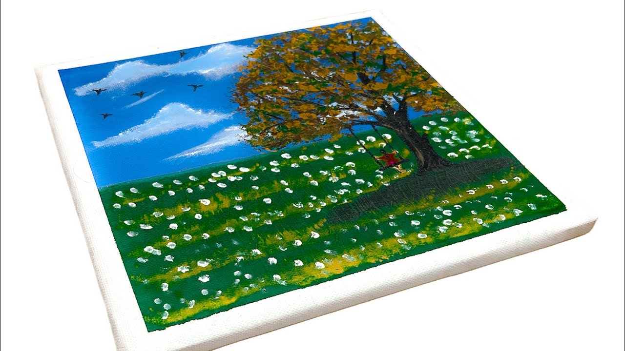 How to Paint a Autumn Oak Tree with Acrylic - YouTube