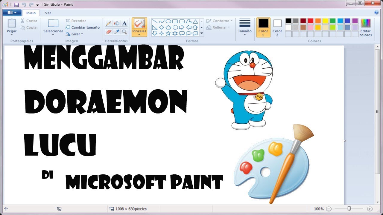 Easy drawing DoraEmon in Microsoft Paint #4 - YouTube