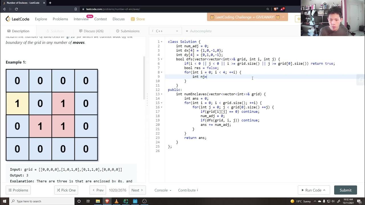 1020. Number of Enclaves - Daily Leetcode (Day 69) - YouTube