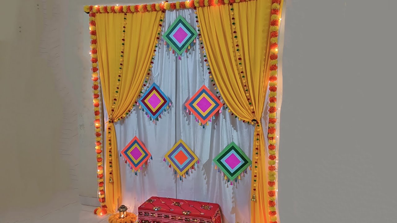 Sankranti decoration ideas for home/ Haldi Mehandi decoration ideas ...