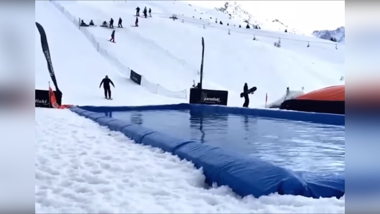 Funny and hard falls on the ski slope, flying snowmobiles - YouTube