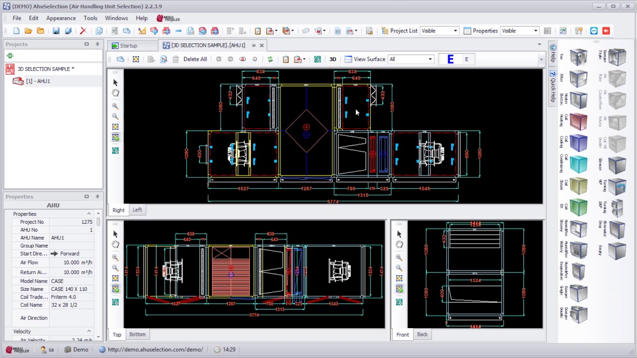 AHU Selection - (Air Handling Unit Selection) - Switching Between 3D ...